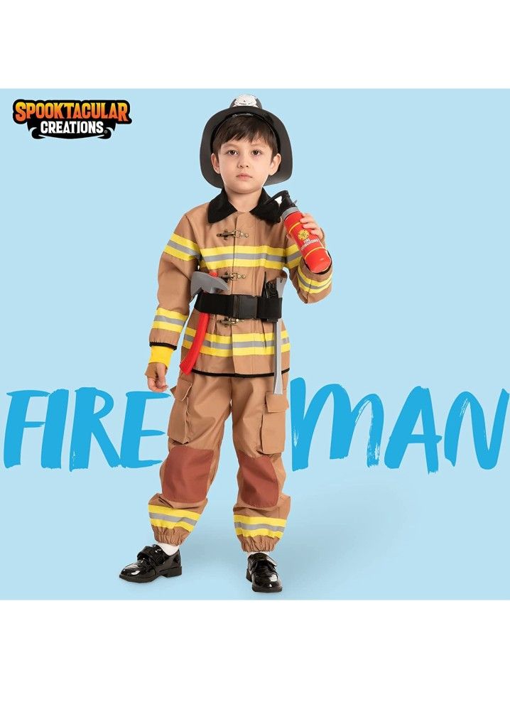 Spooktacular Creations Child Unisex Brown Fireman Costume for Halloween ...