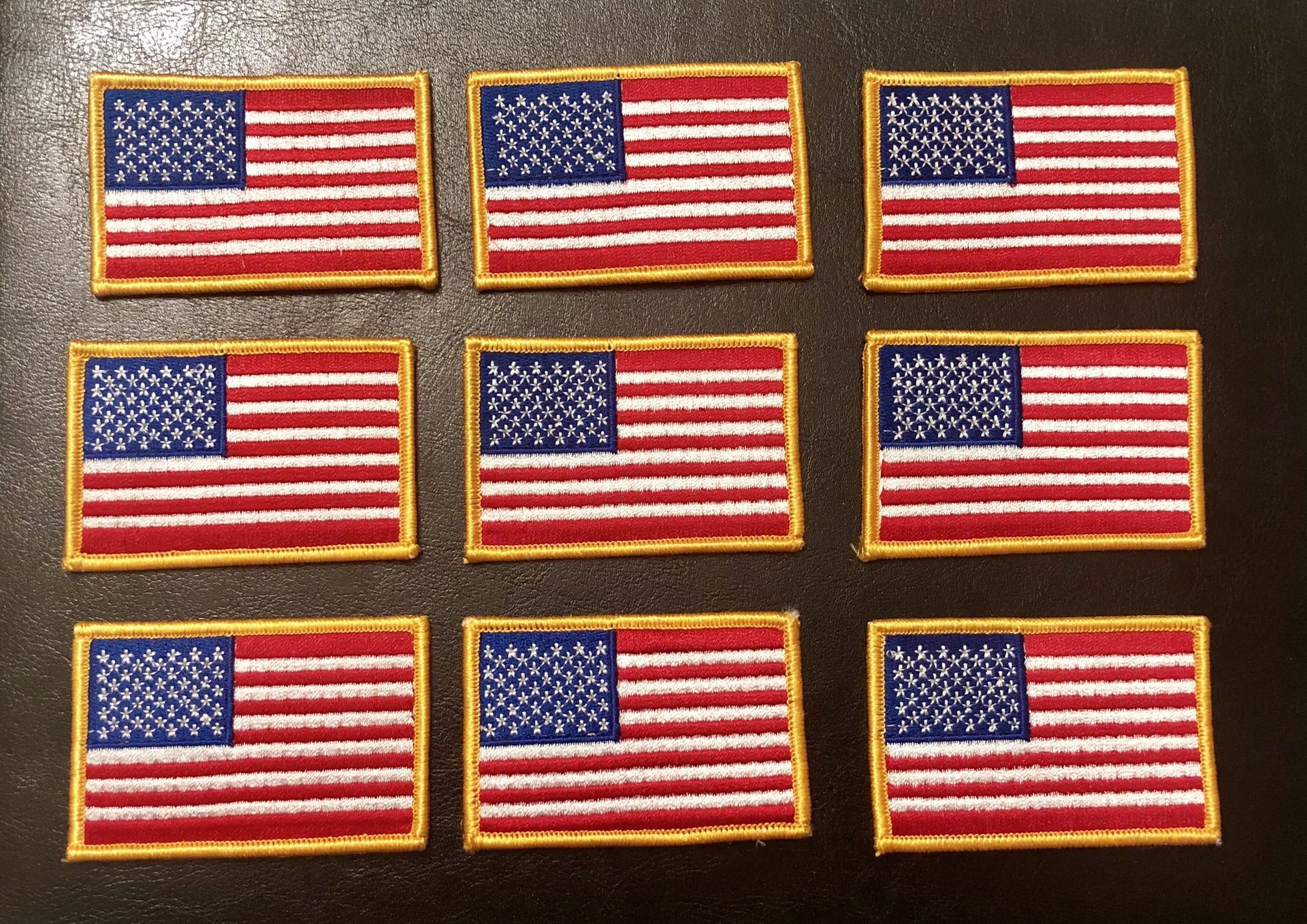 AMERICAN FLAG EMBROIDERED PATCH GOLD BORDER USA US pack of 10 United ...