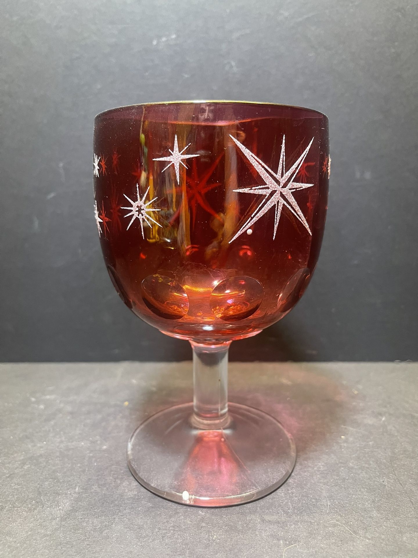 Vintage Bartlett Collins Ruby Thumbprint Glass / Thumbprint Goblet ...