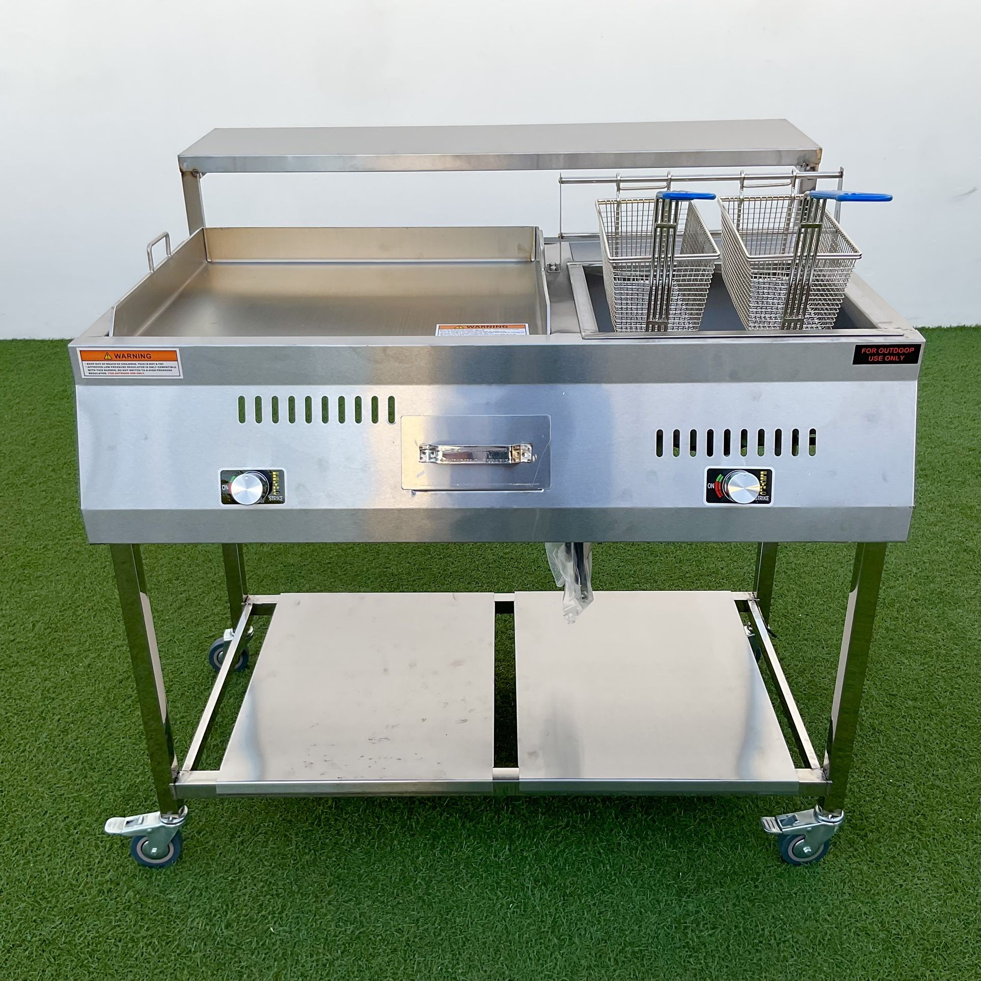 Taco Cart Catering Cart Stainless Steel Griddle + Double Basket Deep ...