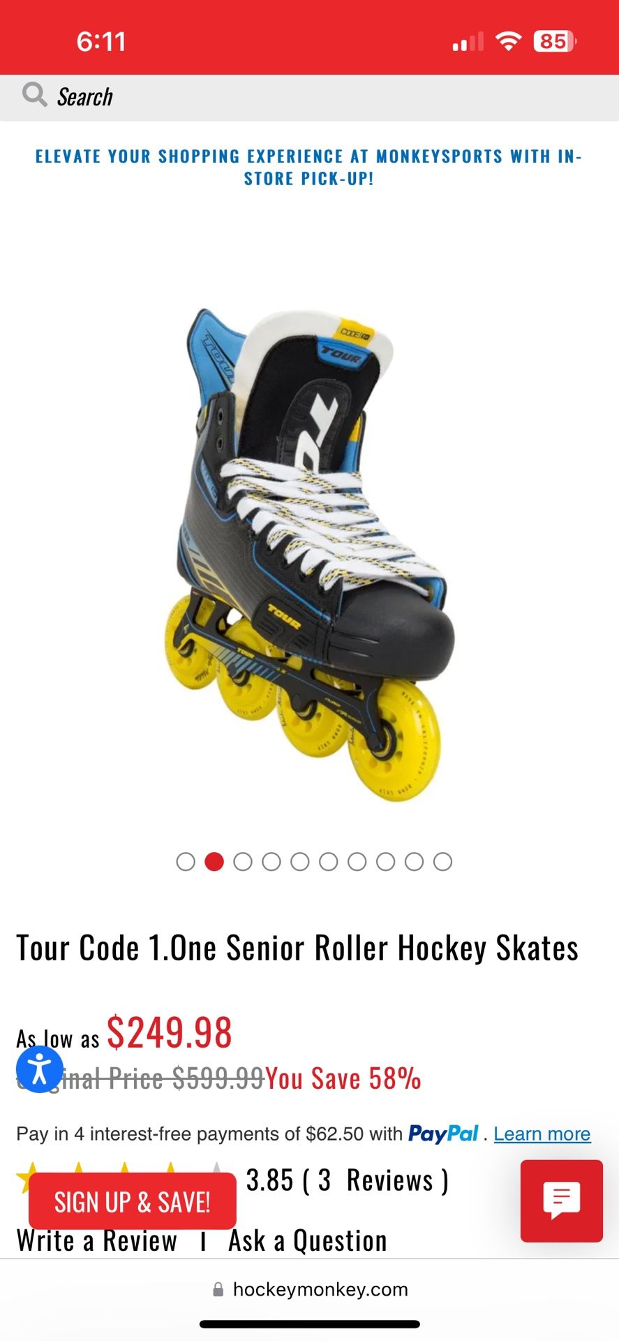 Tour Code 1 senior roller hockey skates for Sale in Trabuco Canyon, CA ...