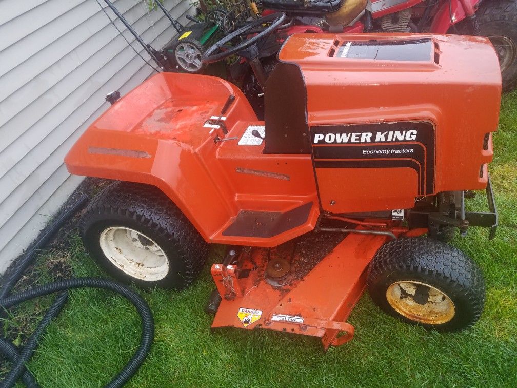 1988 Power King 1218 riding lawn mower with plow runs and drives needs ...