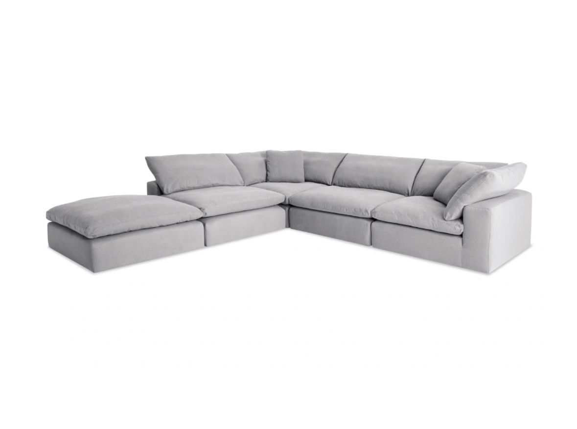 Dream Gray 131" 4 Piece Modular Sectional with 2 Armless Chairs, 2 ...