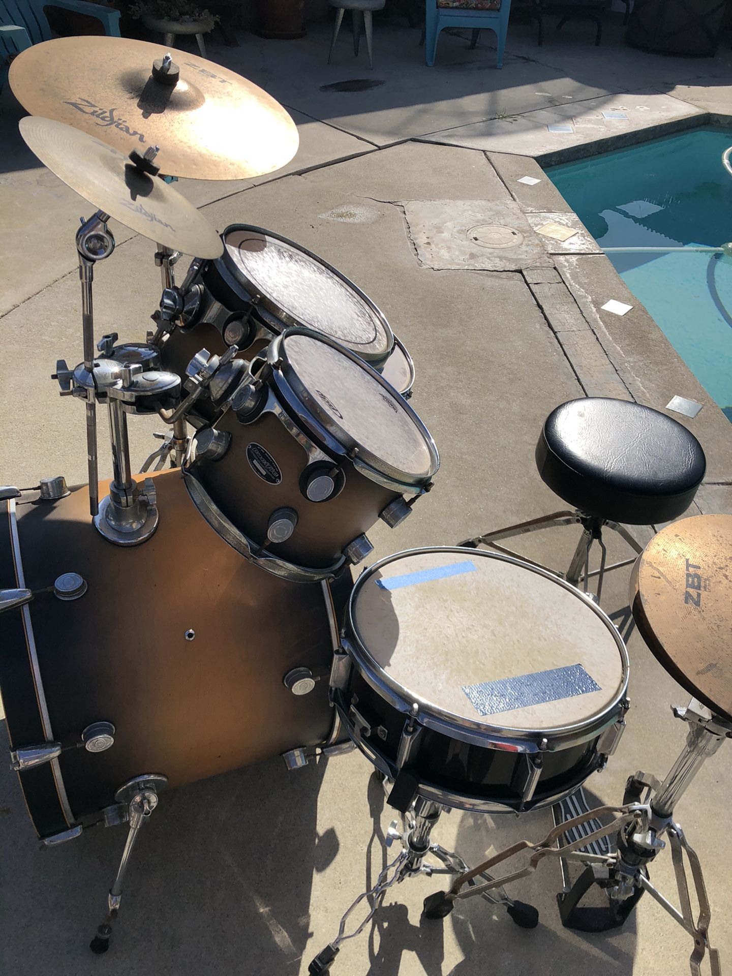 Full Drum Set (Snare, Hi-Hat, Bass, Tom-Toms, Ride, Crash and Chair ...