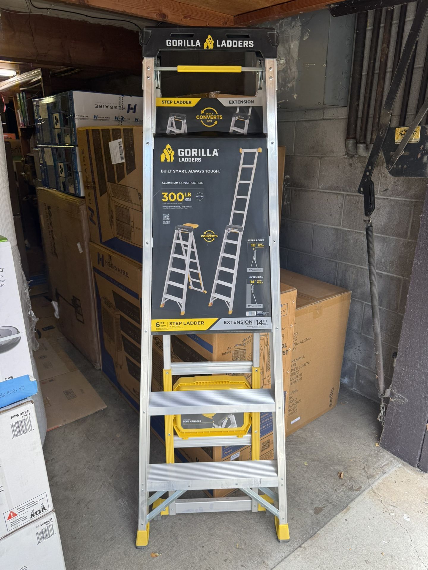 Gorilla Ladders 14 ft. Reach Aluminum 2-in-1 Extension Multi-Position ...
