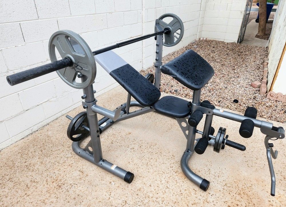 Home Gym Setup - Weight bench, Bar & Weights for Sale in Tempe, AZ ...