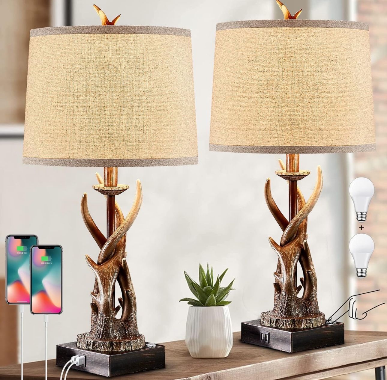 Touch Rustic Deer Table Lamps Set Of 2 for Sale in Richmond, TX - OfferUp