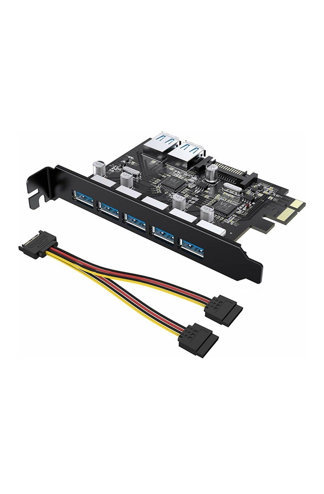 Tiergrade Superspeed 7 Ports PCI-E to USB 3.0 Expasion Card with 15-Pin SATA Power Connector ...