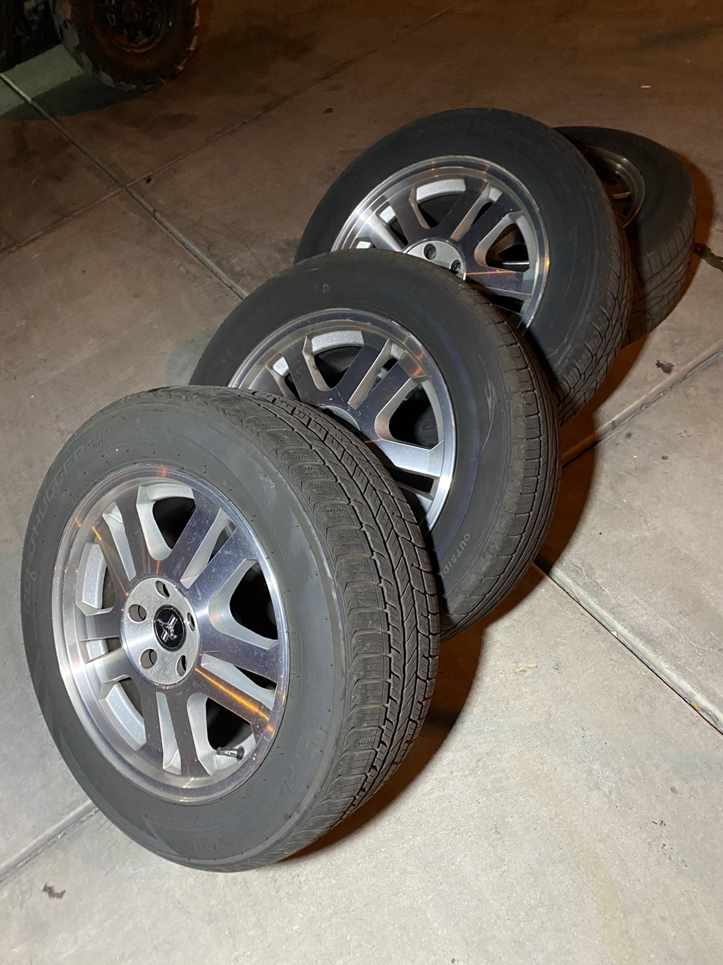 245/55/17 almost new tires 5lugs mustang rims for Sale in Las Vegas, NV ...