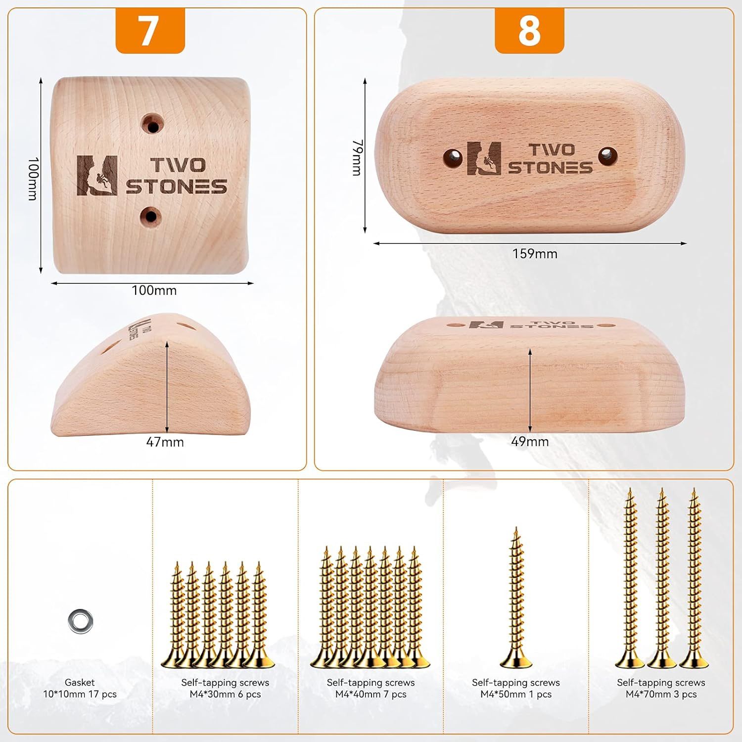 Wooden Rock Climbing Holds Set for Kids and Adults - Screw On Climbing ...