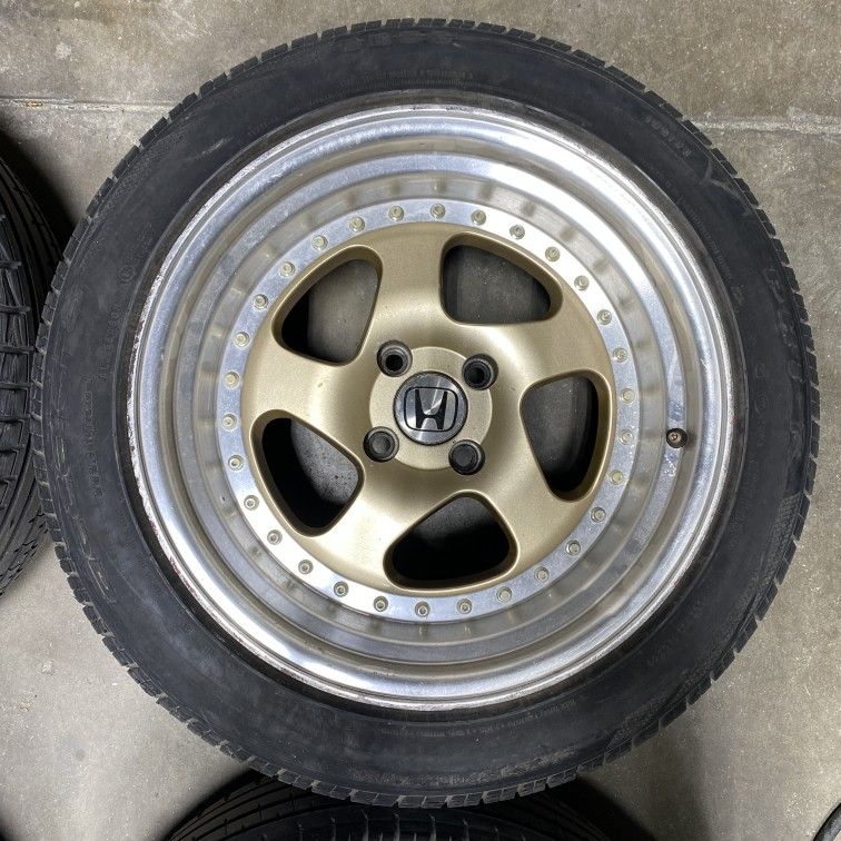 J172 Gold and Chrome 5 spoke deep dish Wheels 16 inch Wheels for Sale in Upland, CA - OfferUp