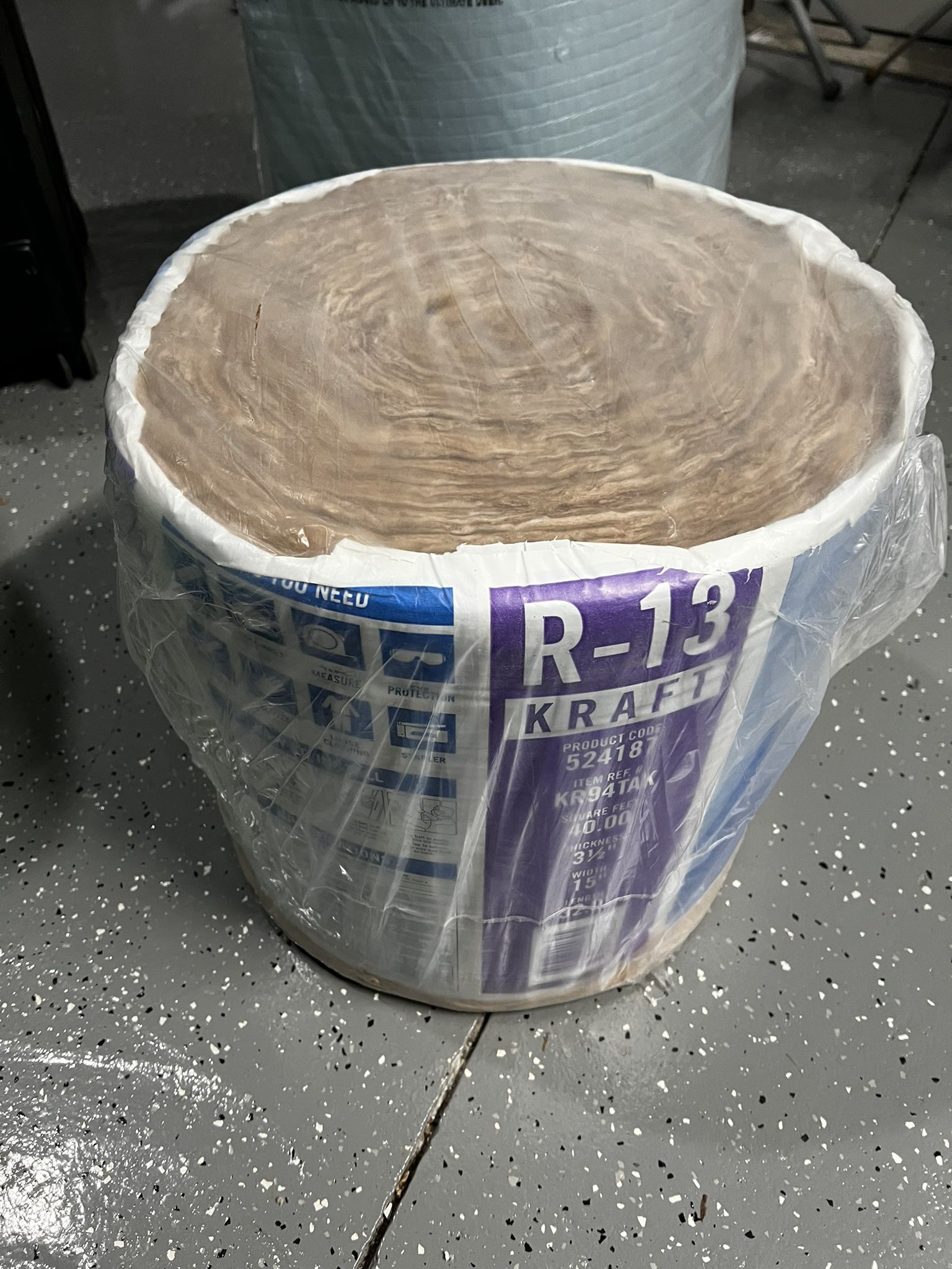 R-13 EcoRoll Kraft Faced Fiberglass Insulation Roll 15 in. x 32 ft. x 3 ...