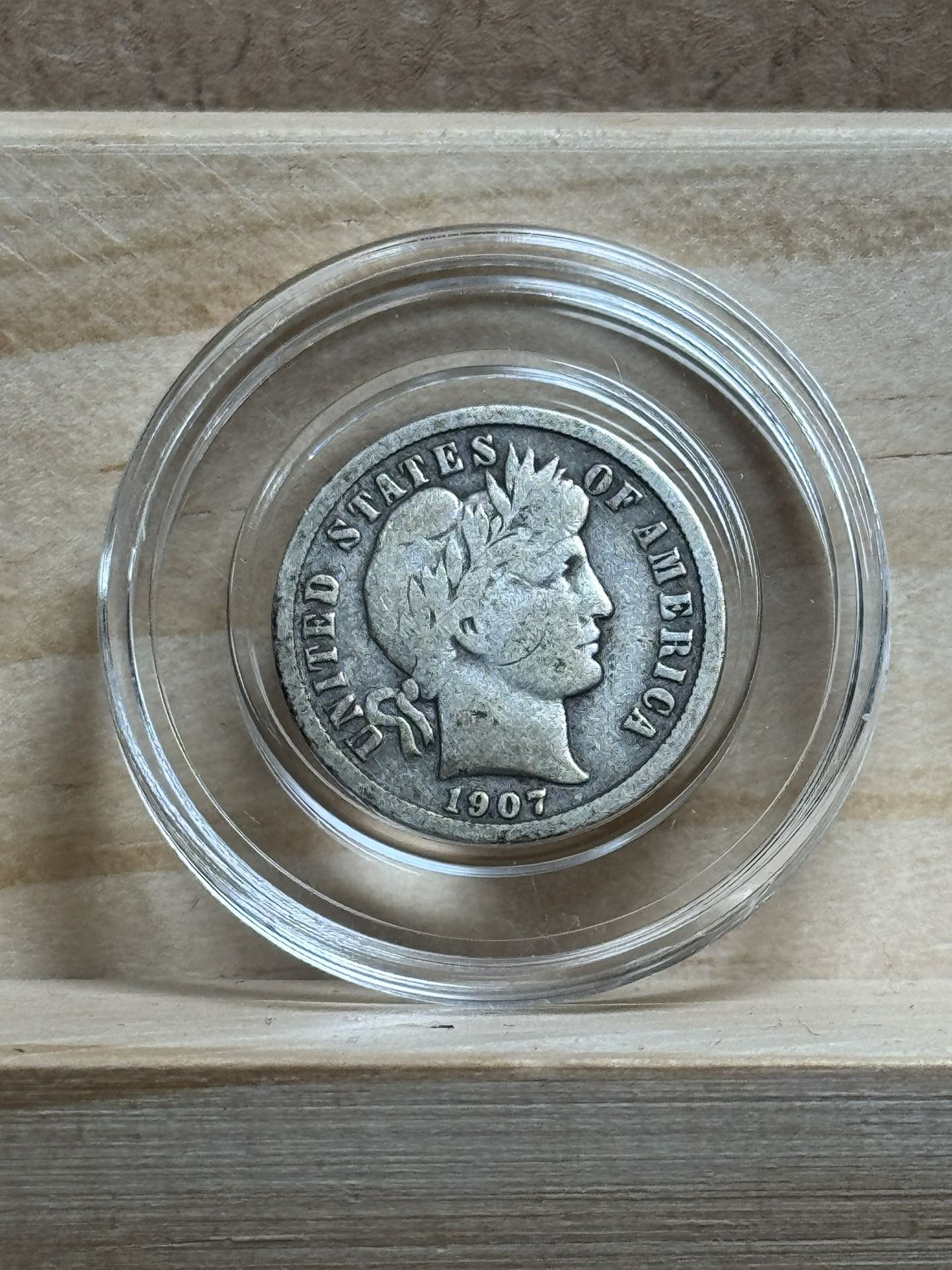 1907-P Barber Dime 90% Silver Coin Average Circulated Condition for ...