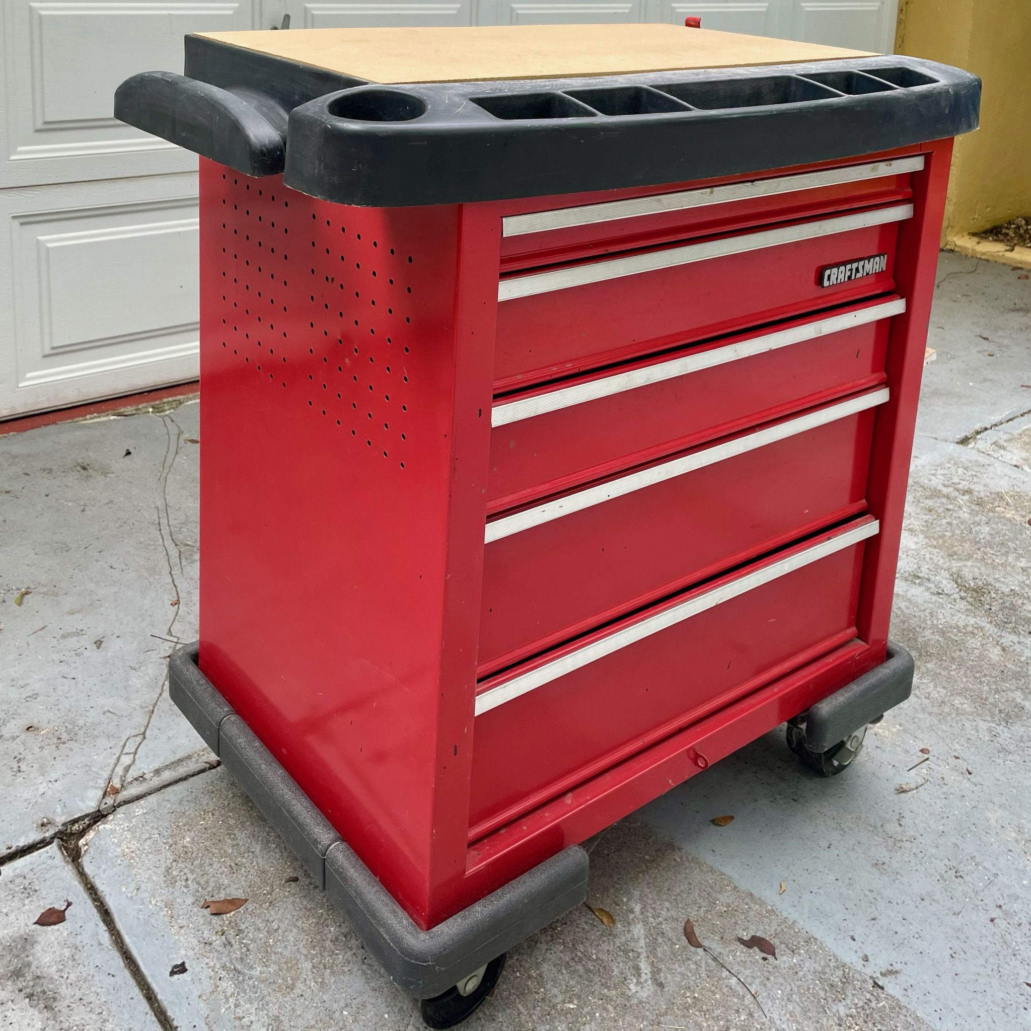 Craftsman 5-Locking Drawer Rolling Metal Tool Chest with Worktop ...