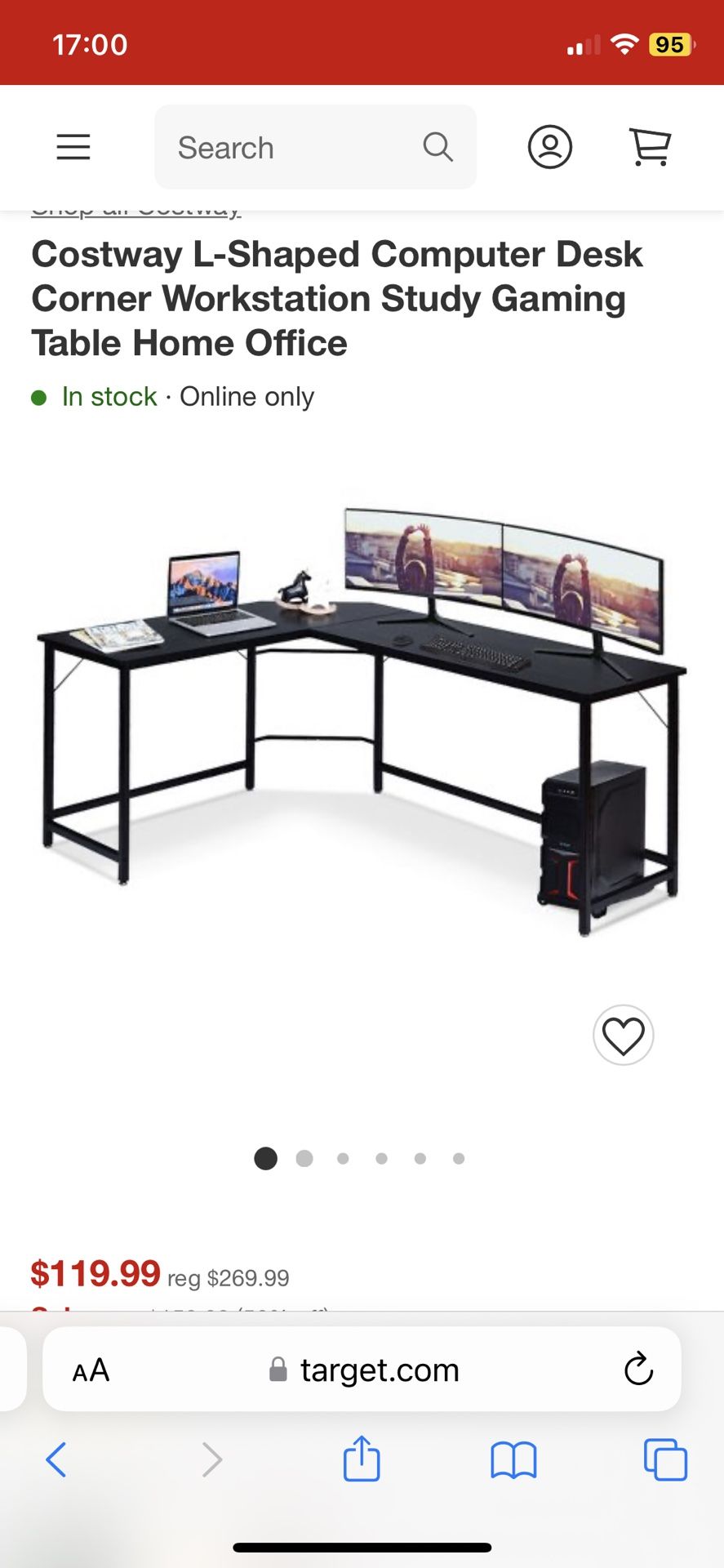 L Shaped Computer Desk Costway From Target for Sale in Carlsbad, CA ...