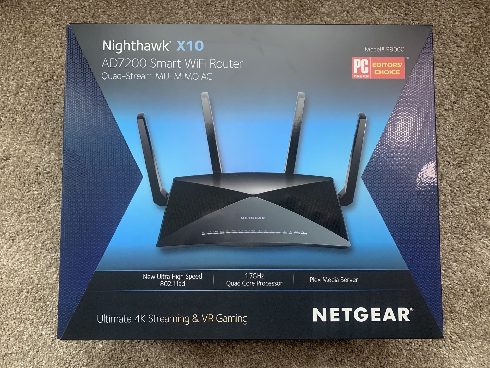NETGEAR Nighthawk X10 7200 Mbps 7 Port Wireless AD Router (R9000-100NAS ...