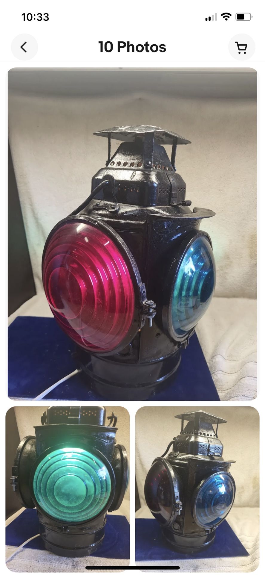 Vintage Adlake Non Sweating 4-Way Train Switch Marker Railroad Lamp ...