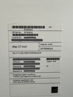 iMac 27” 2017 Specs Upgraded-Intel Quad-Core i7 4.2 GHz, 48GB RAM, 1TB ...