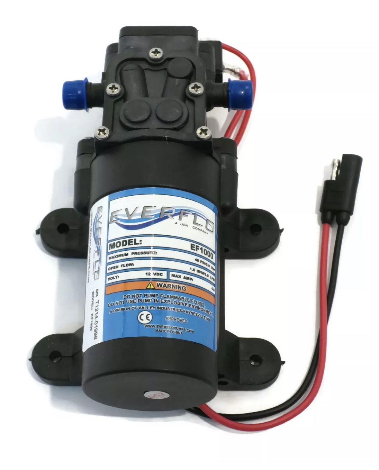 Brand New Everflo EF1000 12 Volt Diaphragm Pump 1.0 GPM / 40 psi for ...
