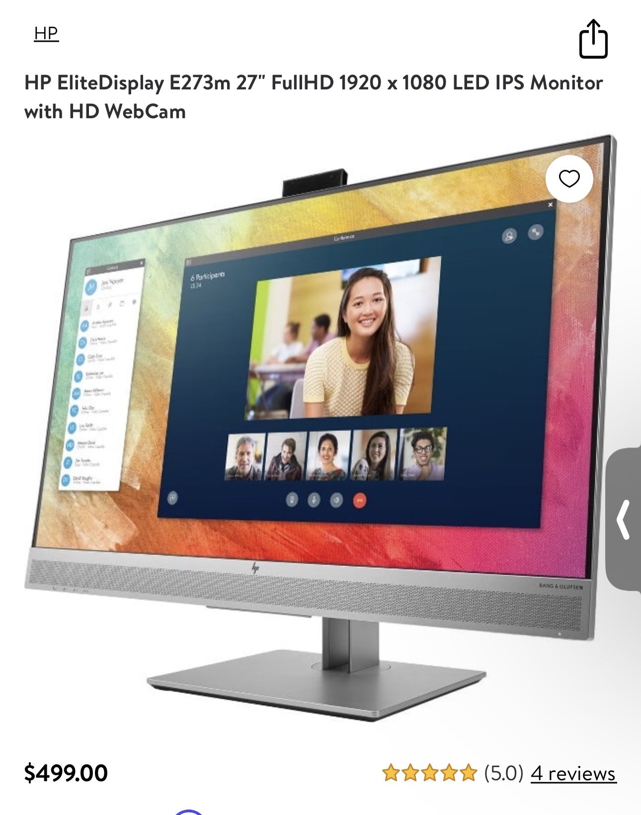 HP EliteDisplay E273m 27" FullHD 1920 x 1080 LED IPS Monitor with HD ...