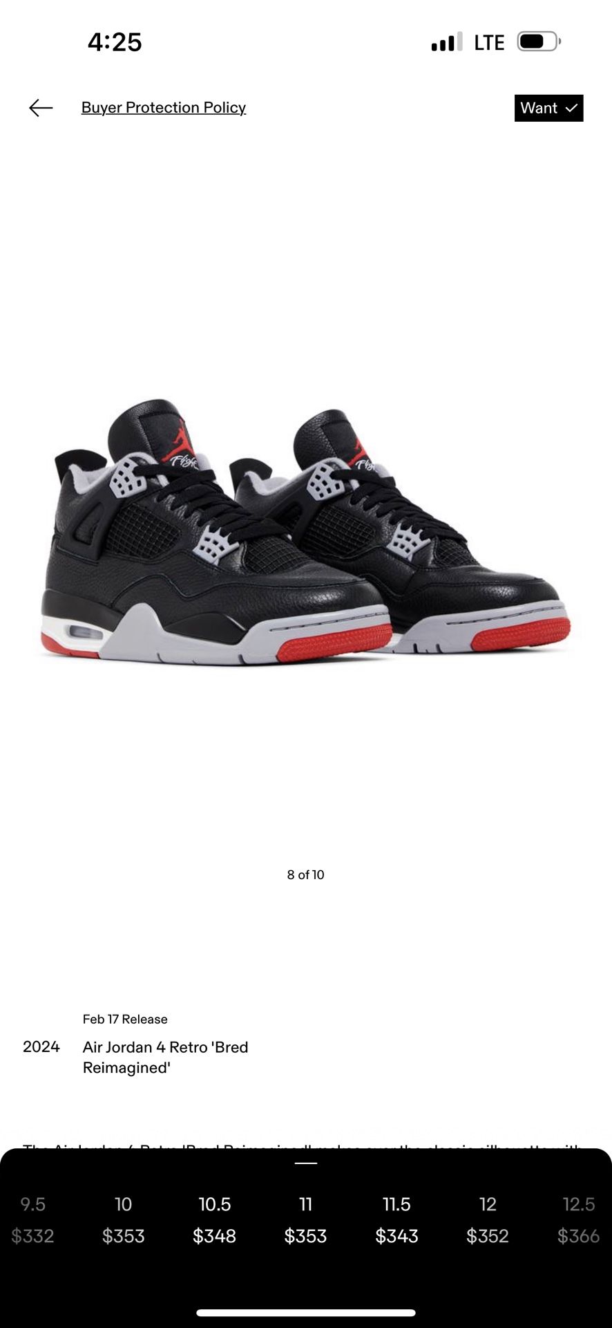 Jordan 4 Retro Bred Reimangined for Sale in Fort Worth, TX - OfferUp