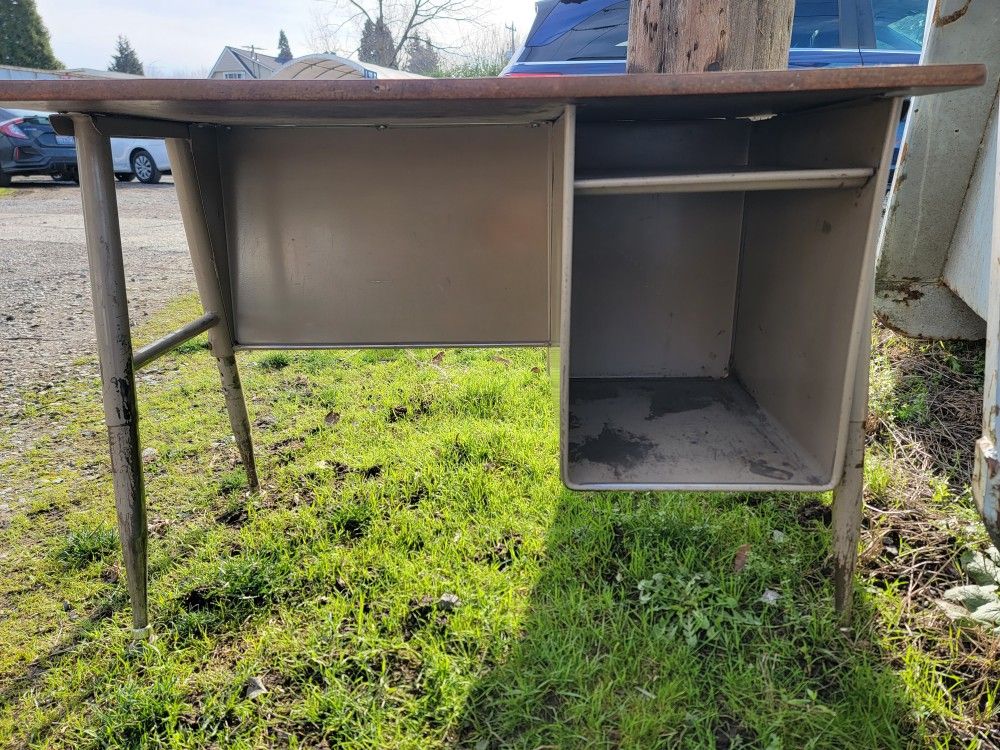 Vintage Metal School Desk