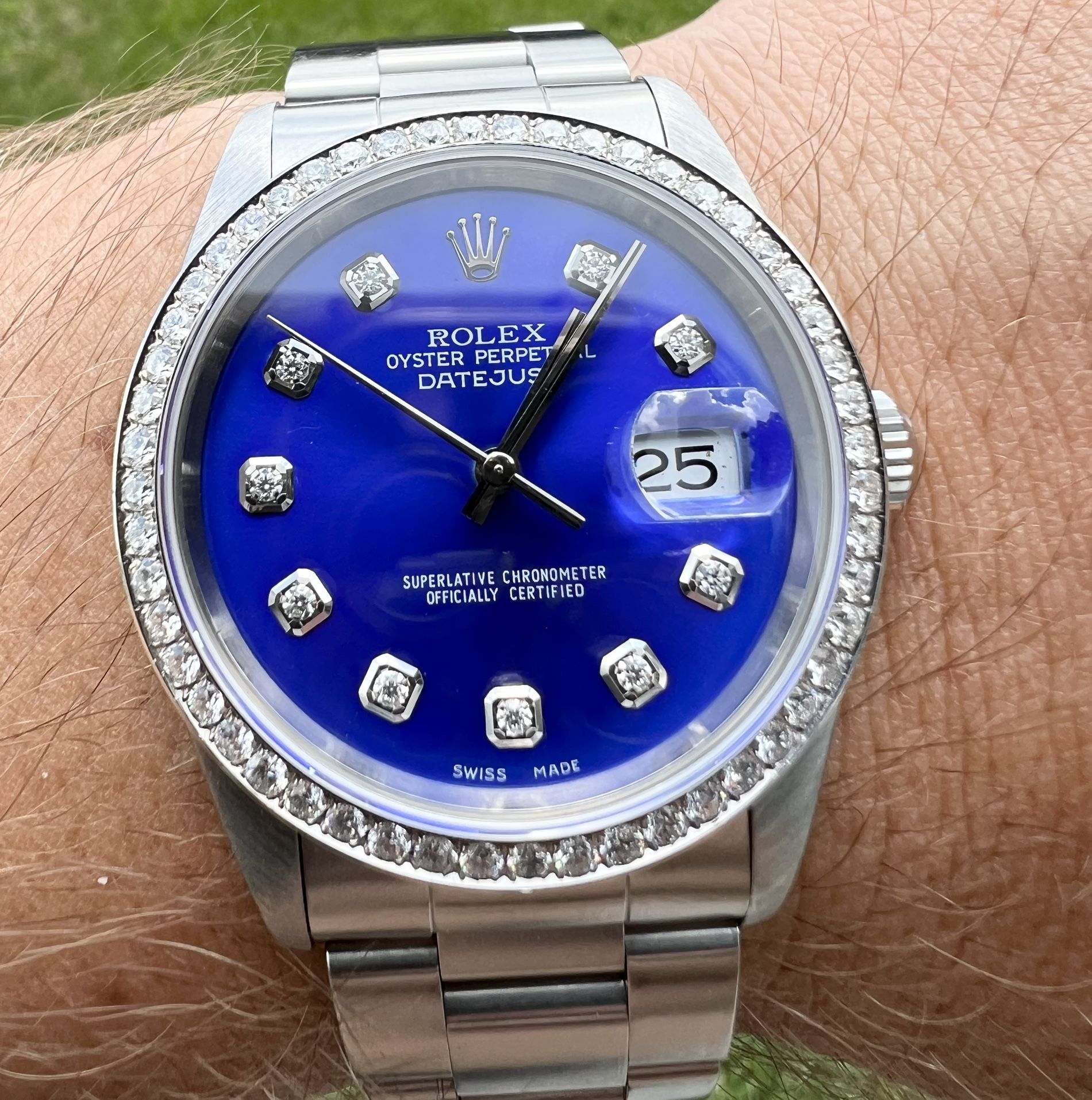 Rolex Datejust 16200 36mm Oyster Diamonds 14k Gold Bezel and Hour ...