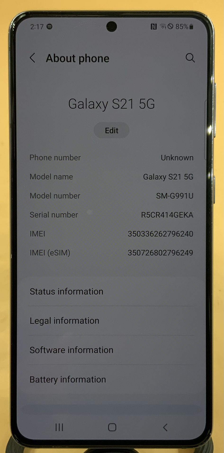Samsung Galaxy S21 5G G991U 128GB AT&T Network Android Midnight Top ...