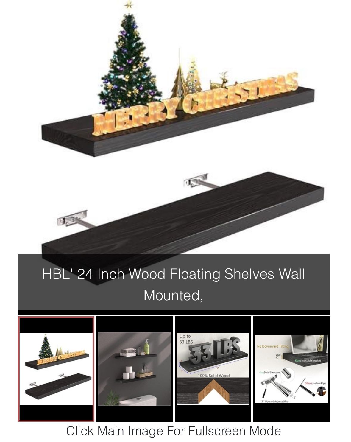 HBL' 24 Inch Wood Floating Shelves Wall Mounted, Wall Shelves for Sale ...