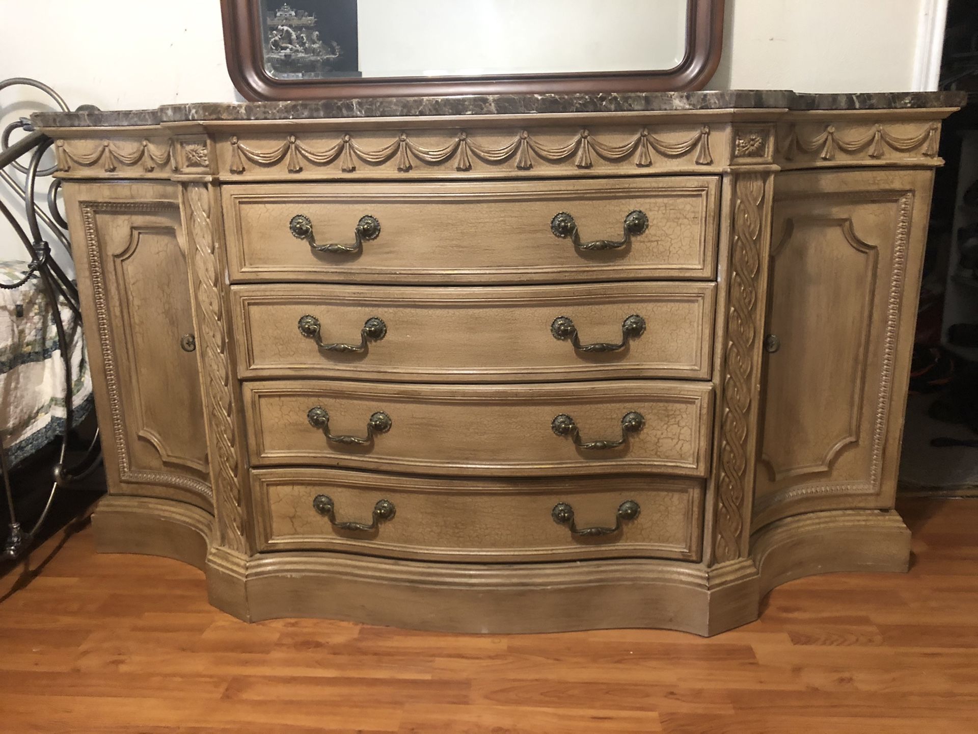 Bernhardt Large marble top sideboard buffet w/4drawer for Sale in ...