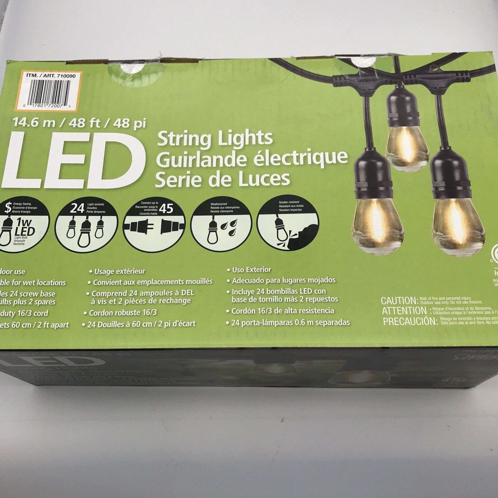 Feit Electric Heavy-duty 48ft 24 LED String Lights Indoor Outdoor ...