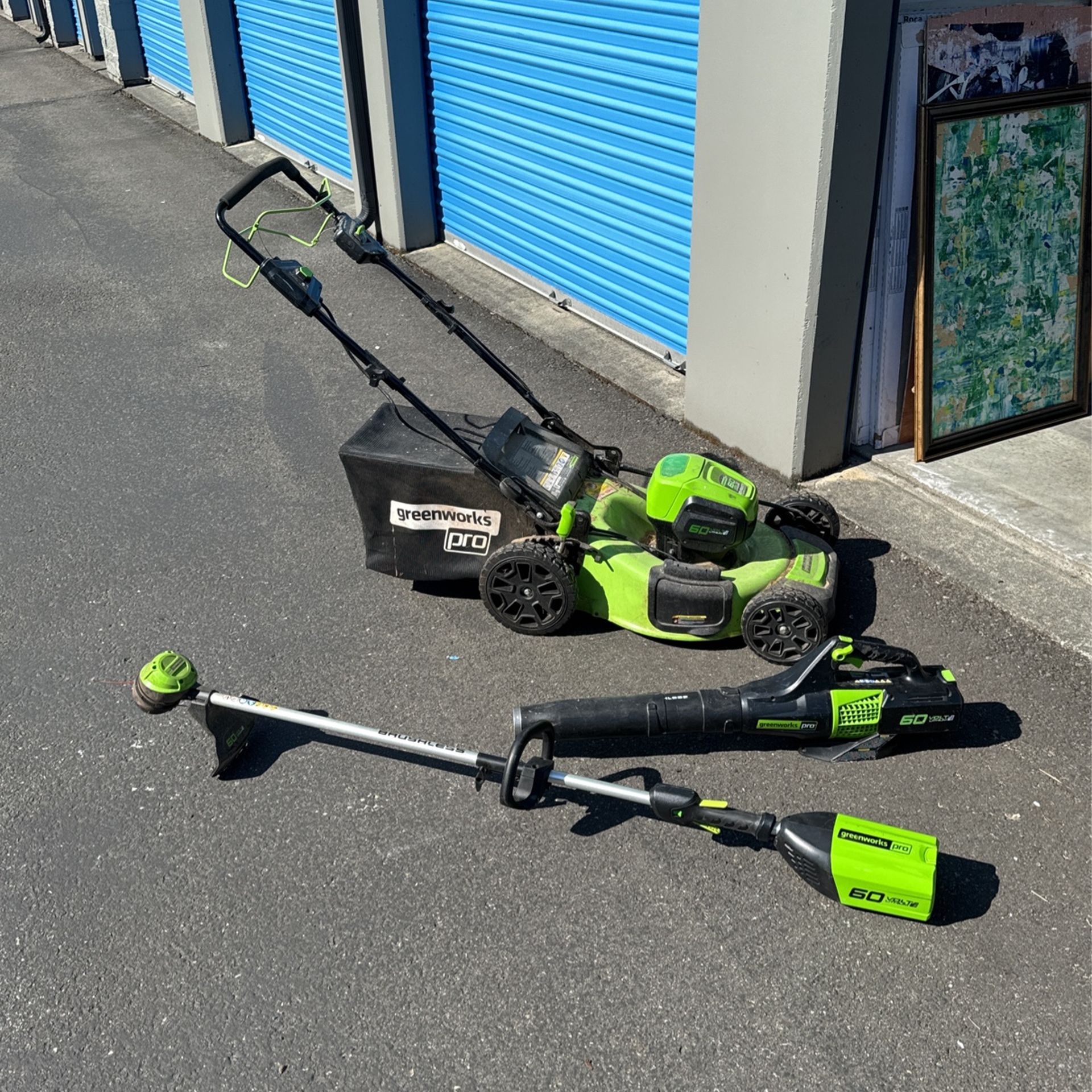 Greenworks Pro Mower, Trimmer And Blower Yard Set for Sale in Snohomish ...