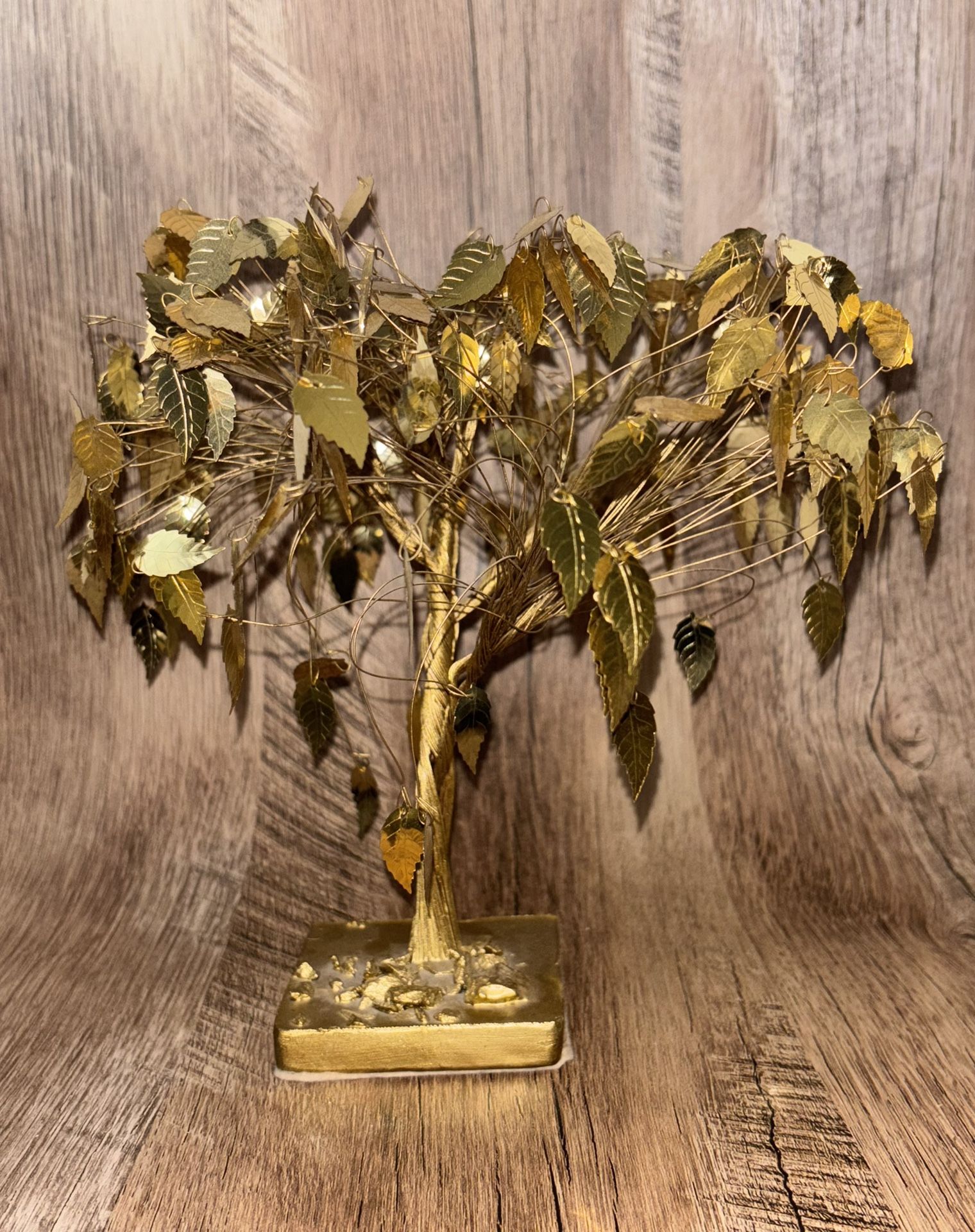 Vintage Gold Wire Tree of Life – 1970s Bonsai Dream Tree – Foil Leaves ...