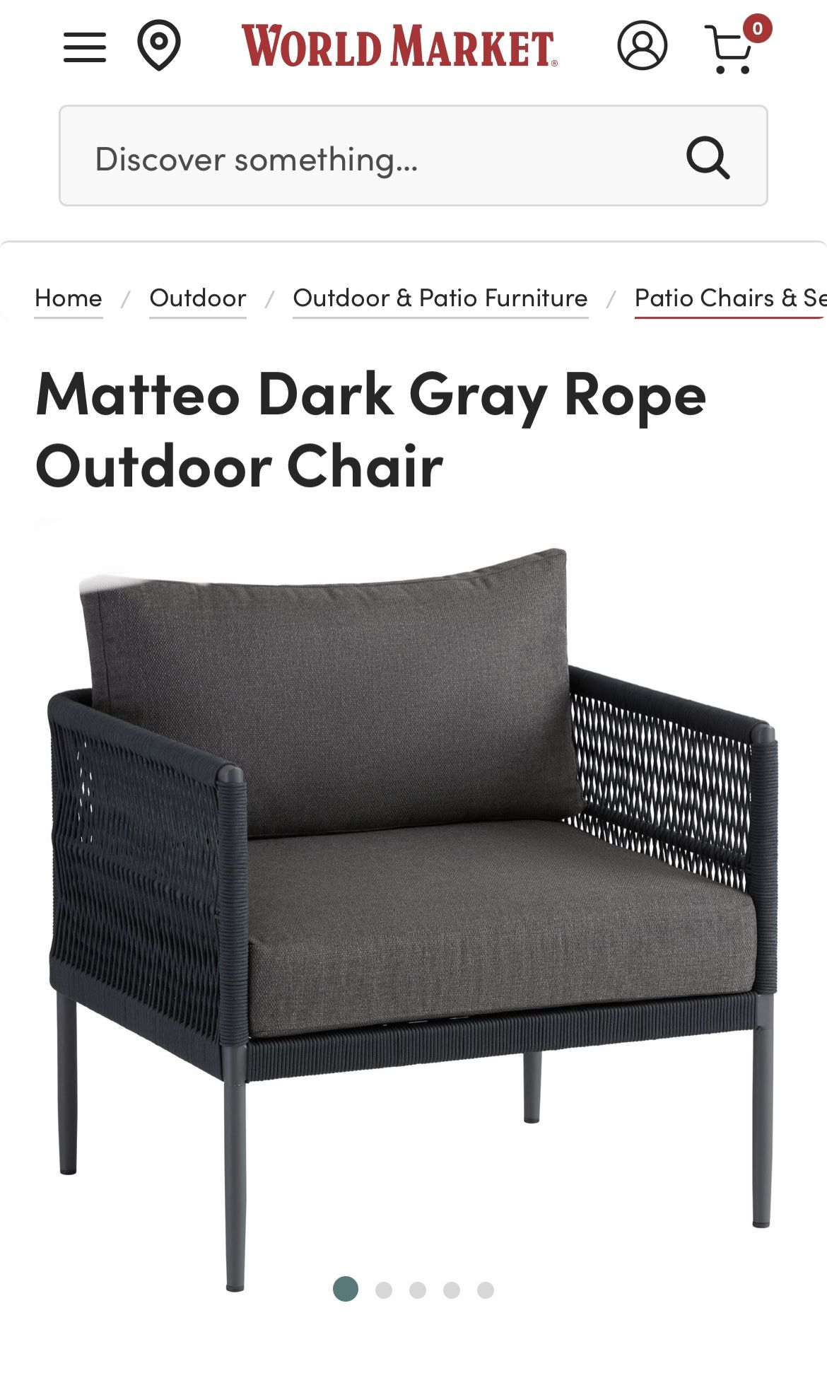 World Market Matteo Dark Gray Rope Outdoor Couch & Chair for Sale in ...