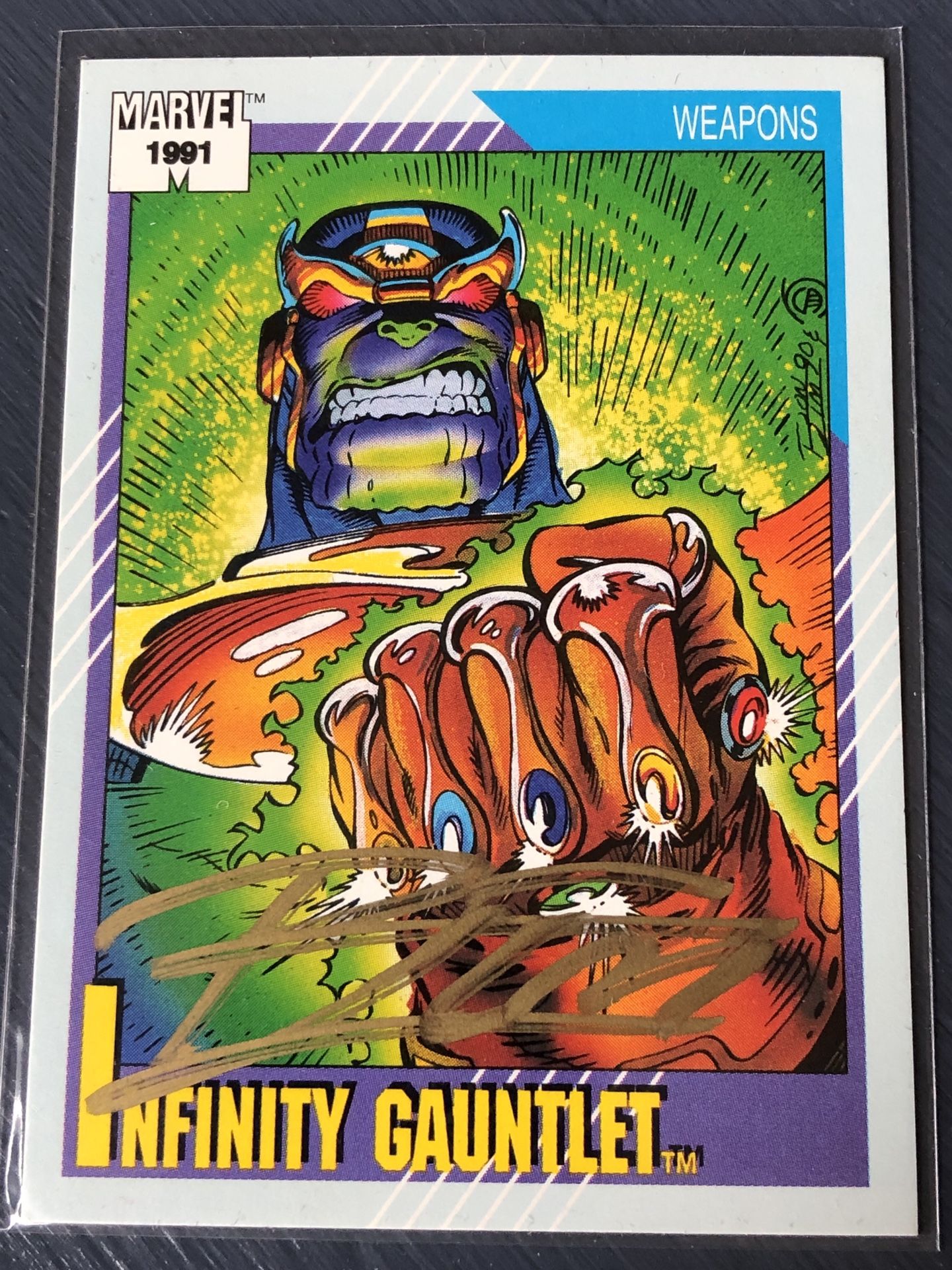 1991 Marvel Comics Thanos INFINITY GAUNTLET card #134 autographed by ...