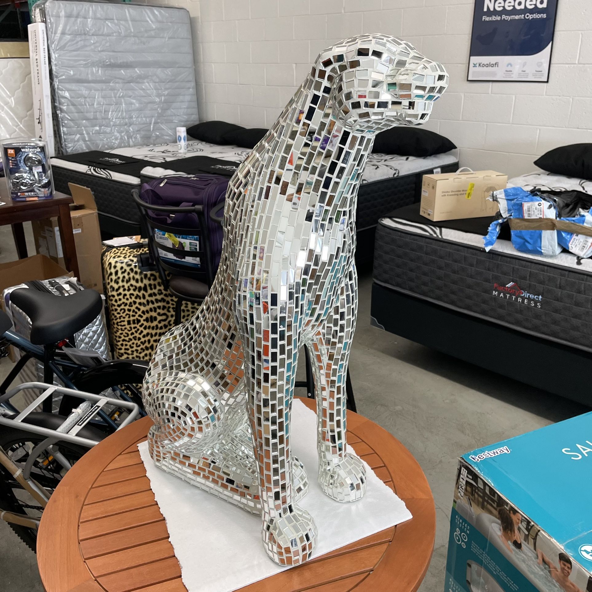 Boli Sitting Panther Sculpture // Glass and Chrome for Sale in Las ...