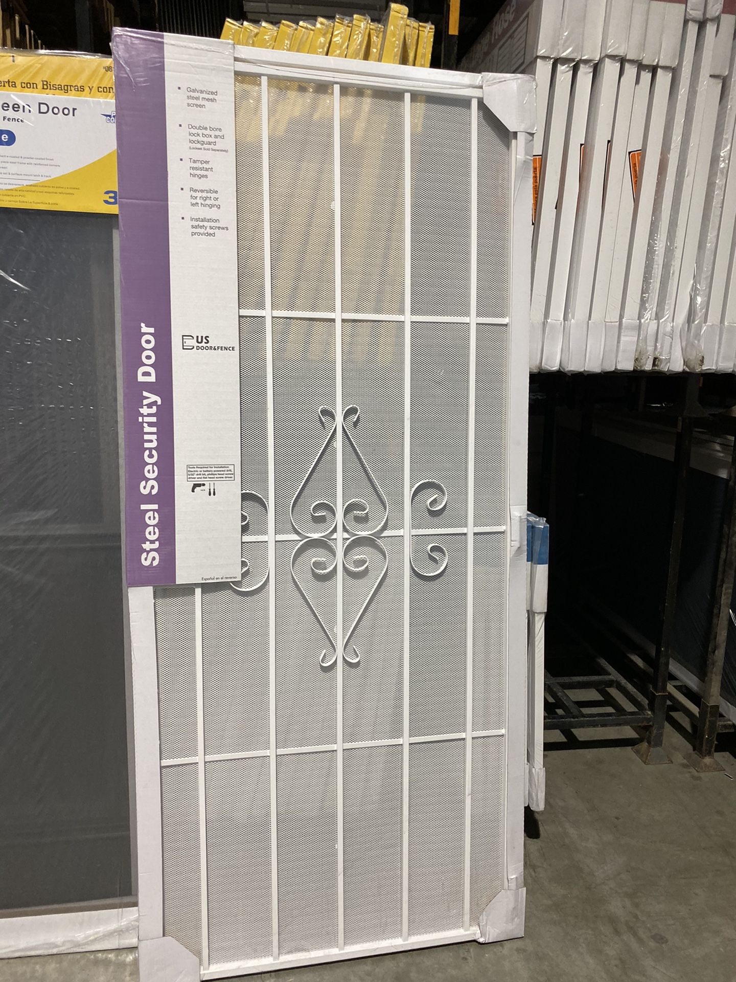36 in. x 80 in. Su Casa White Surface Mount Outswing Steel Security ...
