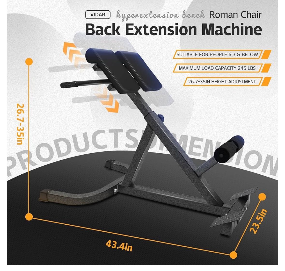 Roman Chair Back Extension Machine - Lower Back Hyperextension Bench ...