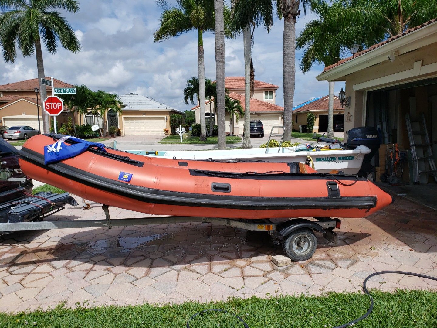 Motomar Floating 14 Foot Inflatable Boat with Trailer (zodiac style ...