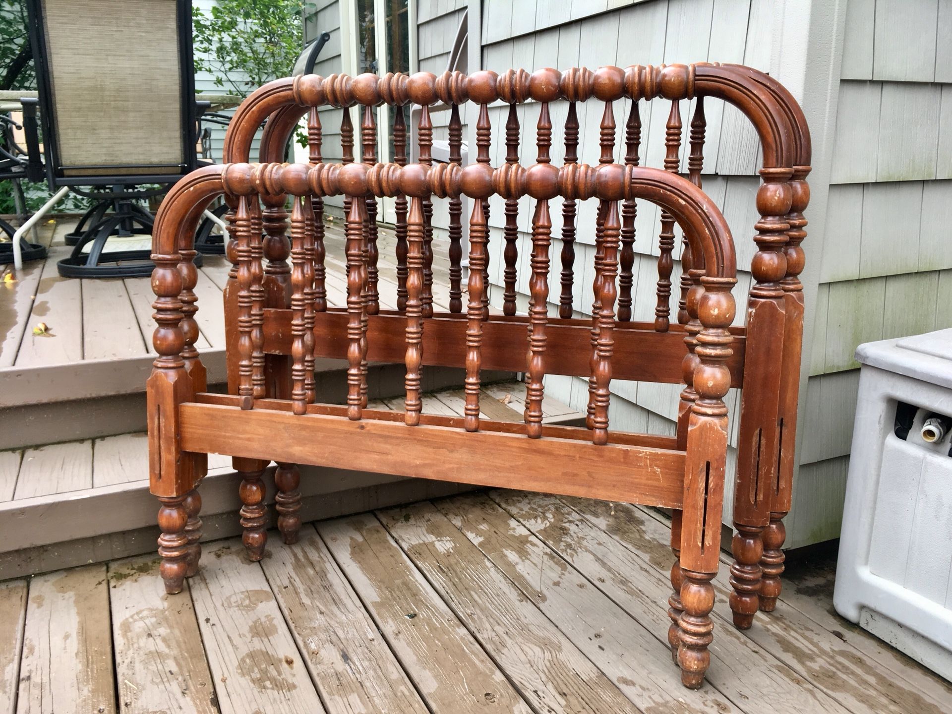 Antique/vintage Jenny Lind spool twin headboard, footboard, and side ...