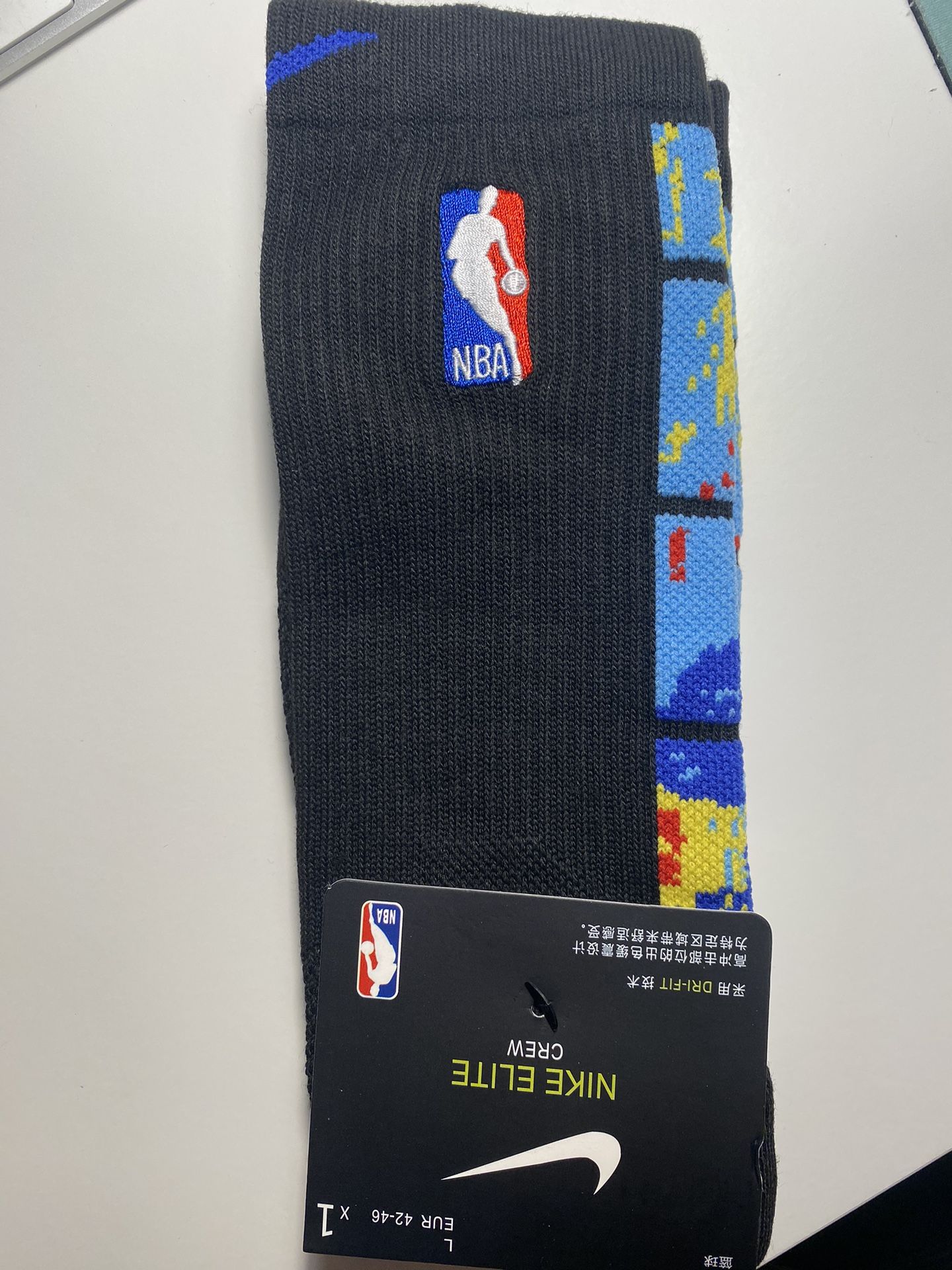 Nike NBA Basketball Elite Dri-Fit Crew Socks Black Blue Adult Size ...