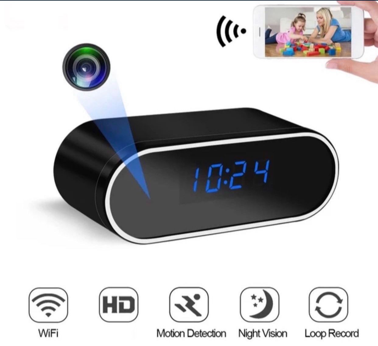 Smart 1080P Camera HD Clock Mini WiFi Surveillance Camcorder IP home ...