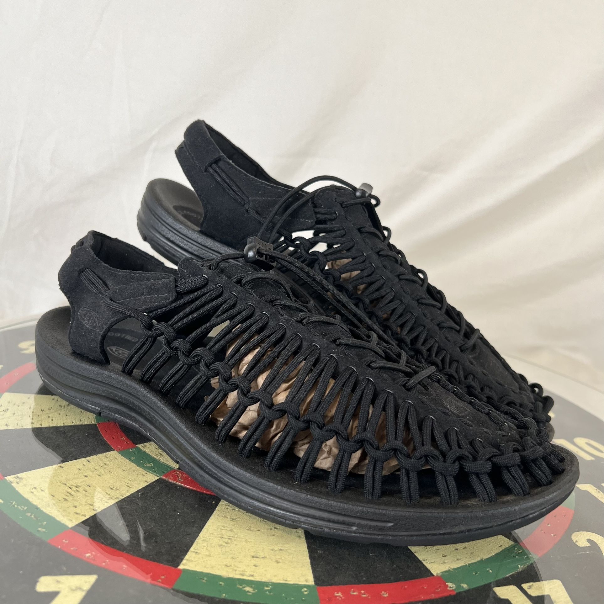 KEEN Uneek Black Paracord Braided Drawstring Hiking Sandals 1014097 Men ...