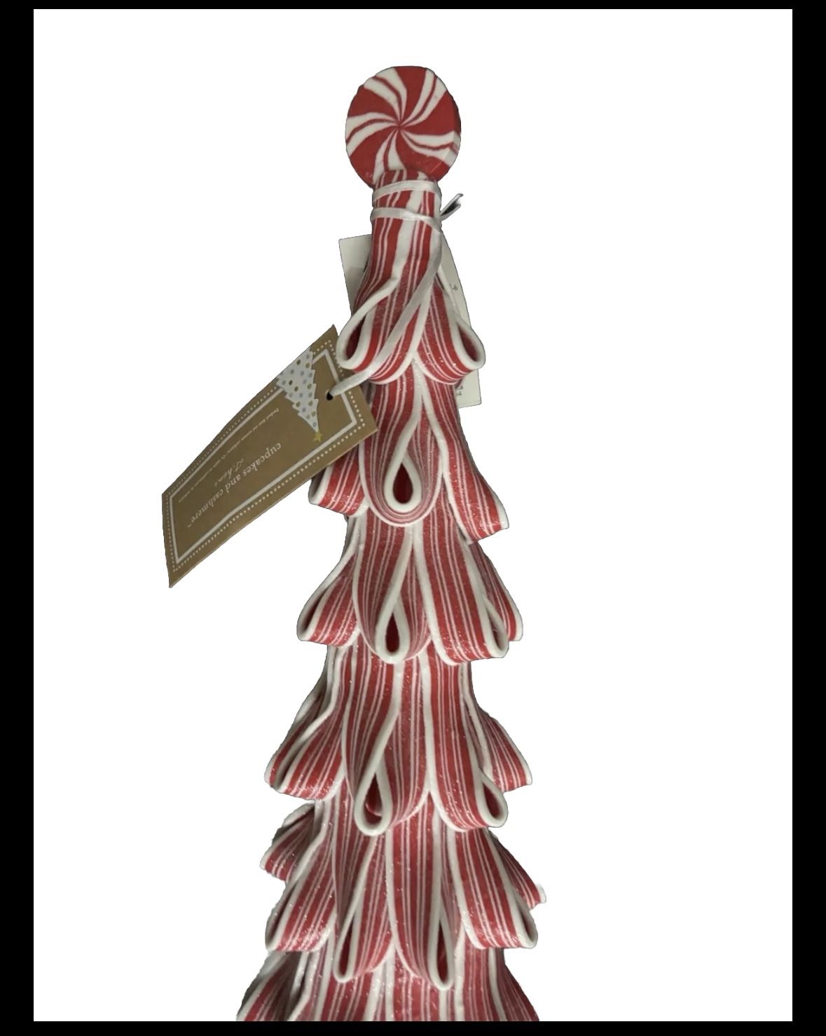 Christmas TREE RED WHITE TAFFY PEPPERMINT SWIRL LED-RESIN 14 " Table ...