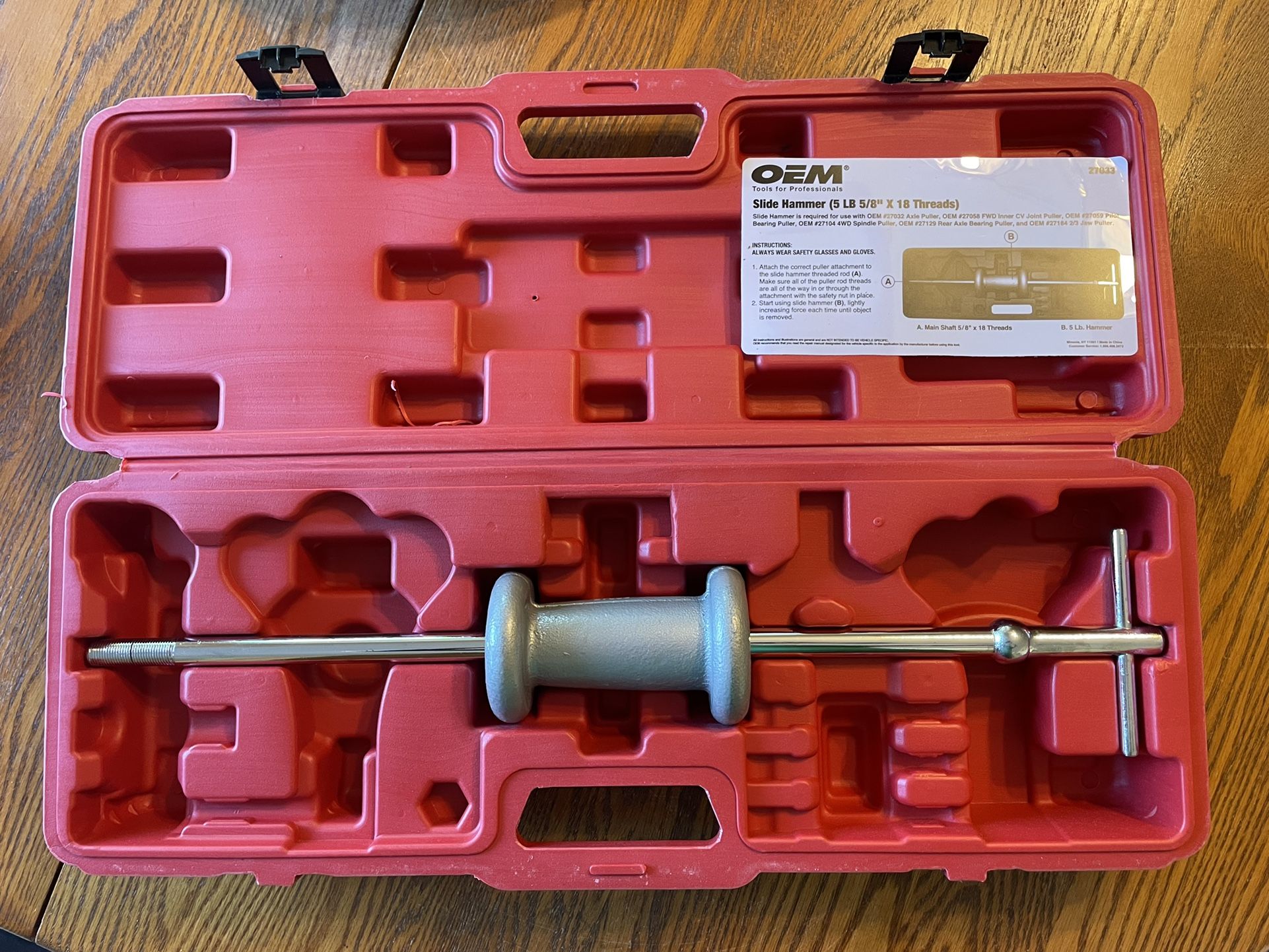 OEM Tools 27033 5-pound Slide Hammer. Threaded 5/8 Inch Thick X 18 In ...