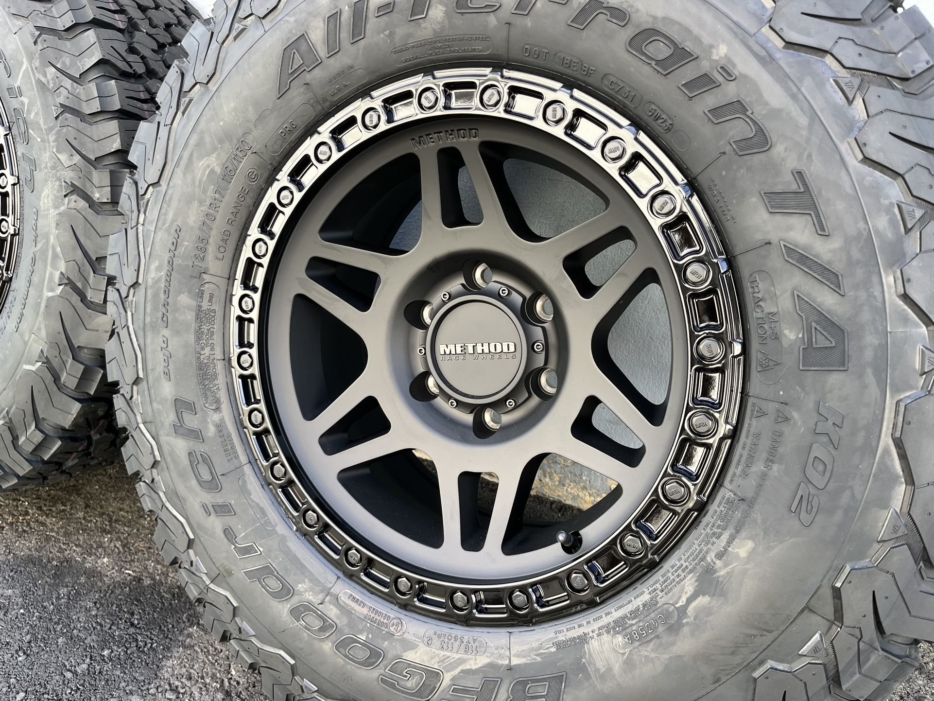 17” INCH METHOD MR312 DOUBLE BLACK WHEELS/RIMS WITH 33” BFGOODRICH KO2 ...