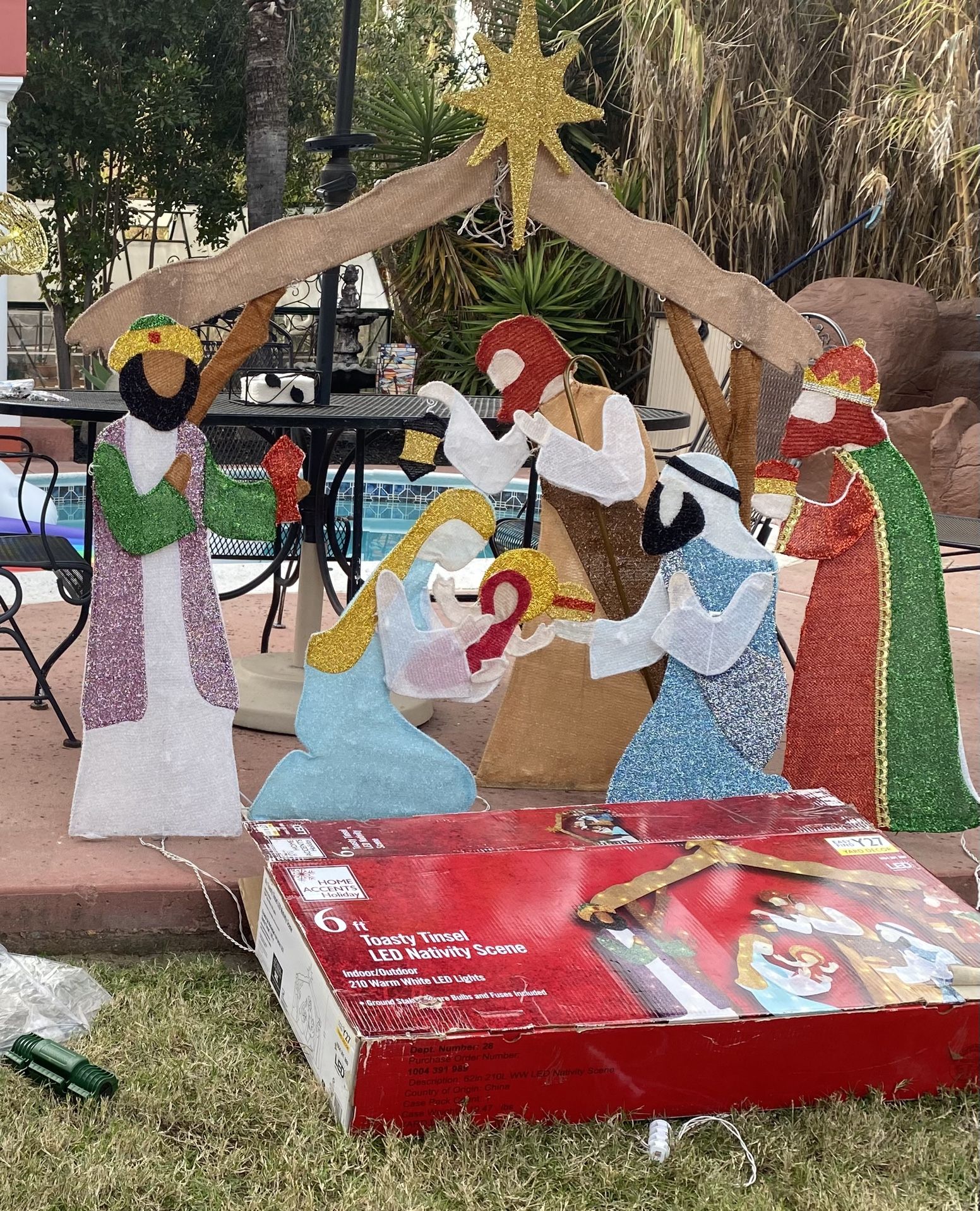 Outdoor Light Up Baby Jesus Tinsel Nativity Scene for Sale in El Cajon ...