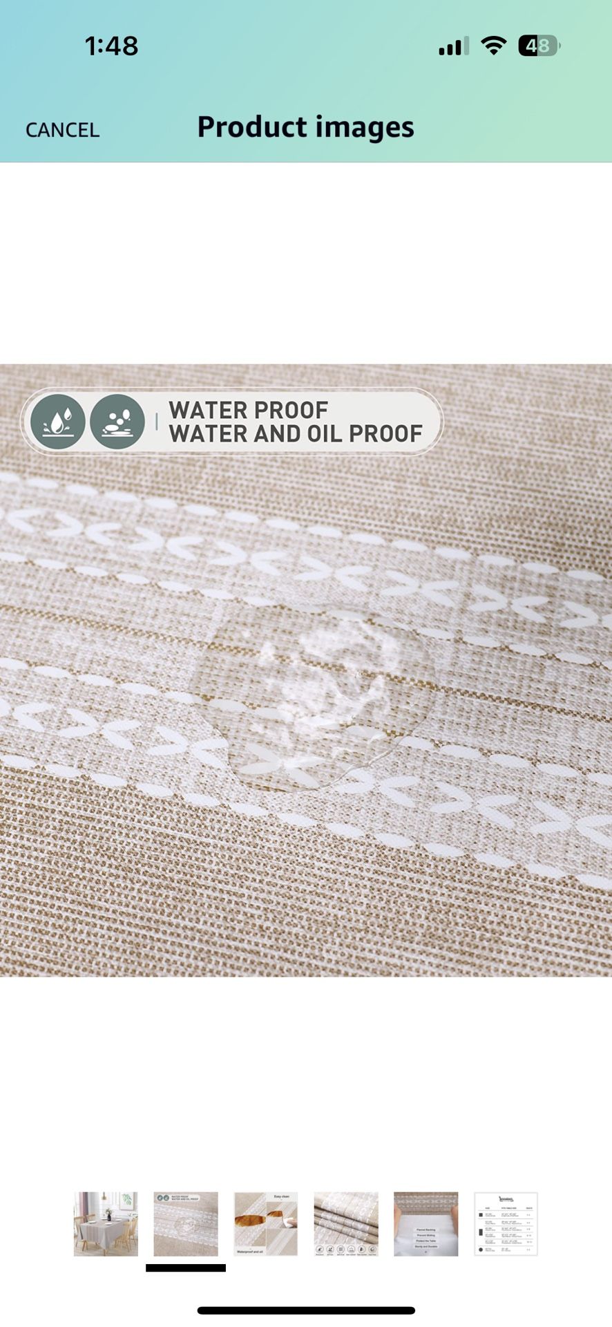 100% Waterproof Rectangle PVC Tablecloth, Vinyl Table Cloth Cover with Flannel Backing Oil Spill ...