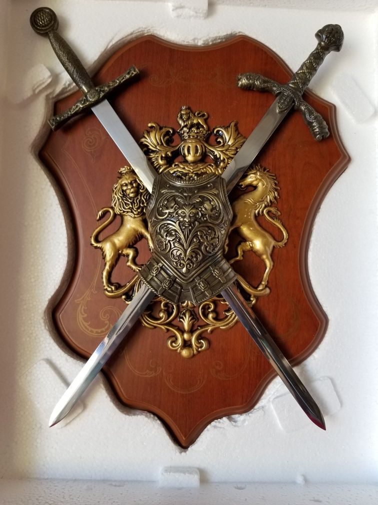 Medieval Knight Armor With Twin Cross Swords Wall Plaq for Sale in ...