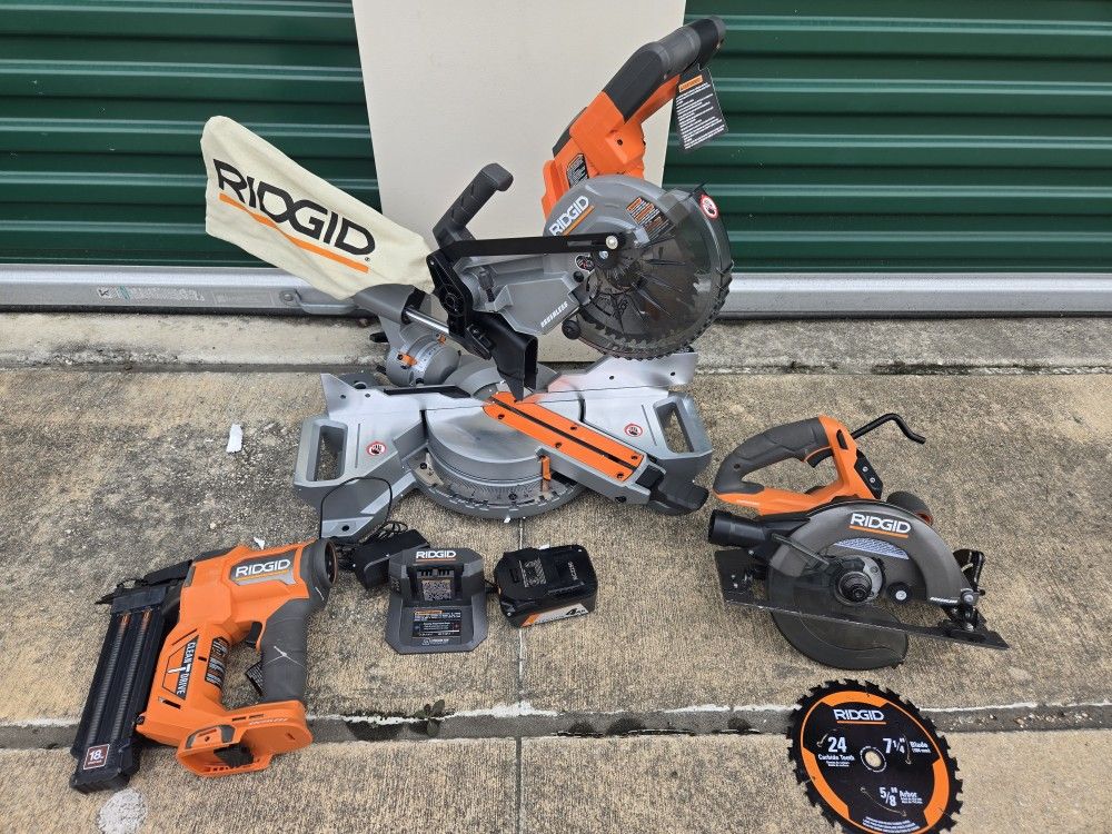 RIDGID 18V Brushless 7-1/4 in. Dual Bevel Sliding Miter Saw, 18V ...
